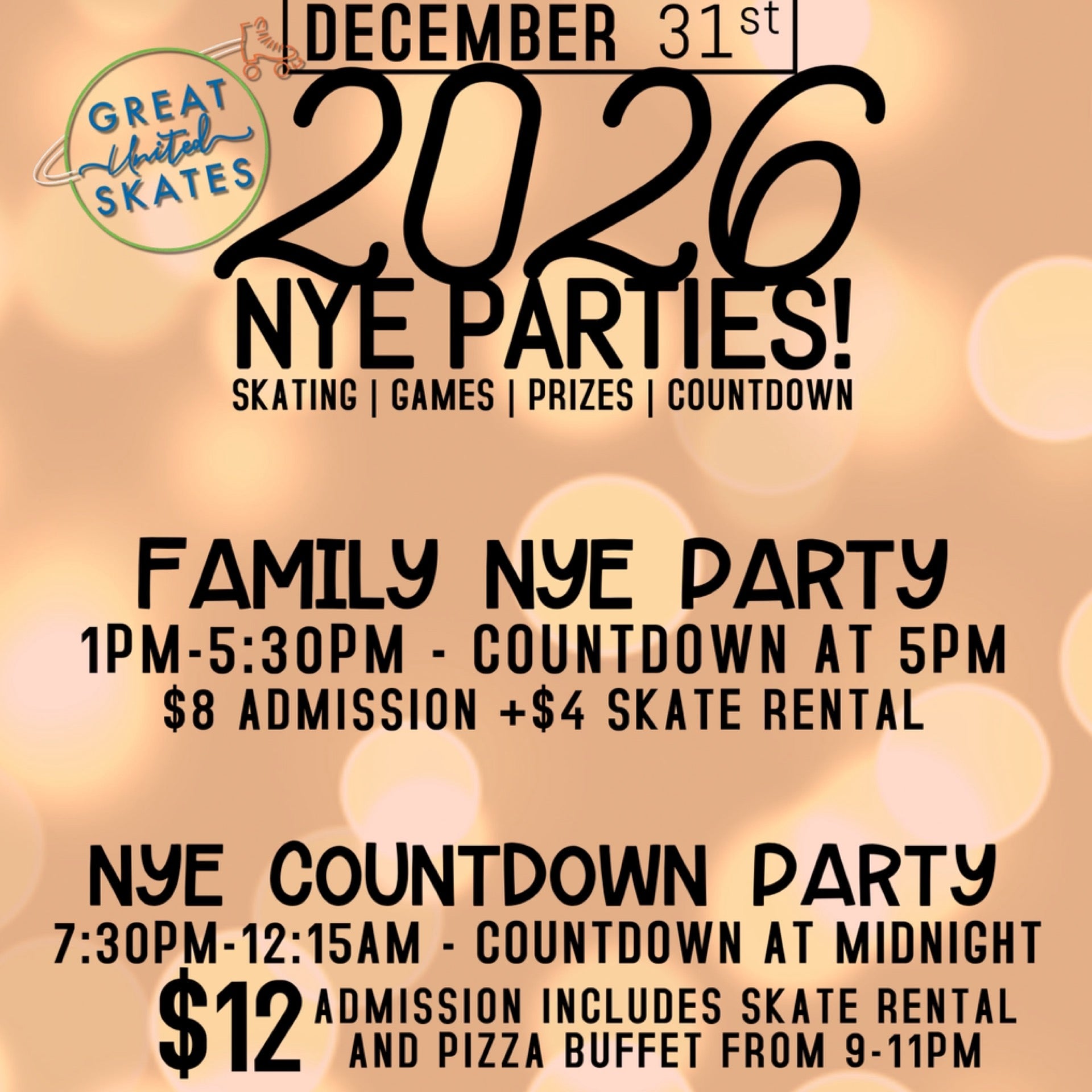 NYE Night Party 2026 | Great United Skates